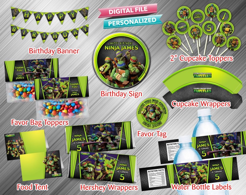 Ninja Turtle Printable Birthday Package