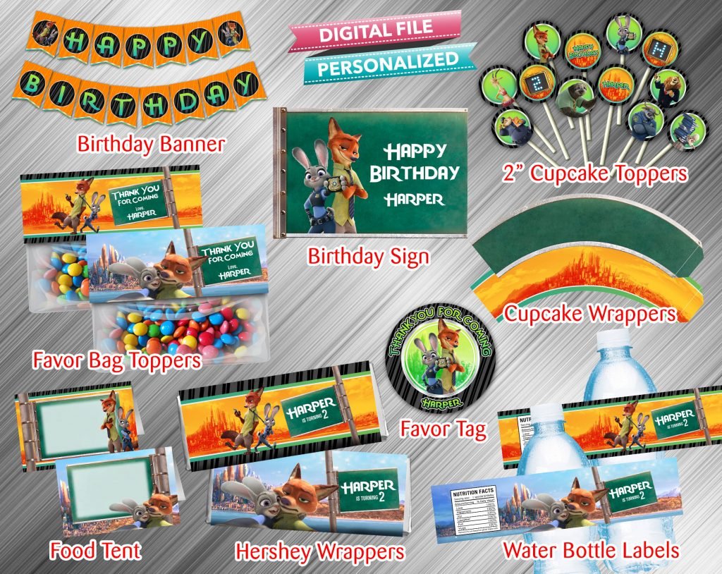 Zootopia - Birthday Invitation and Printable Party Decoration Digital ...